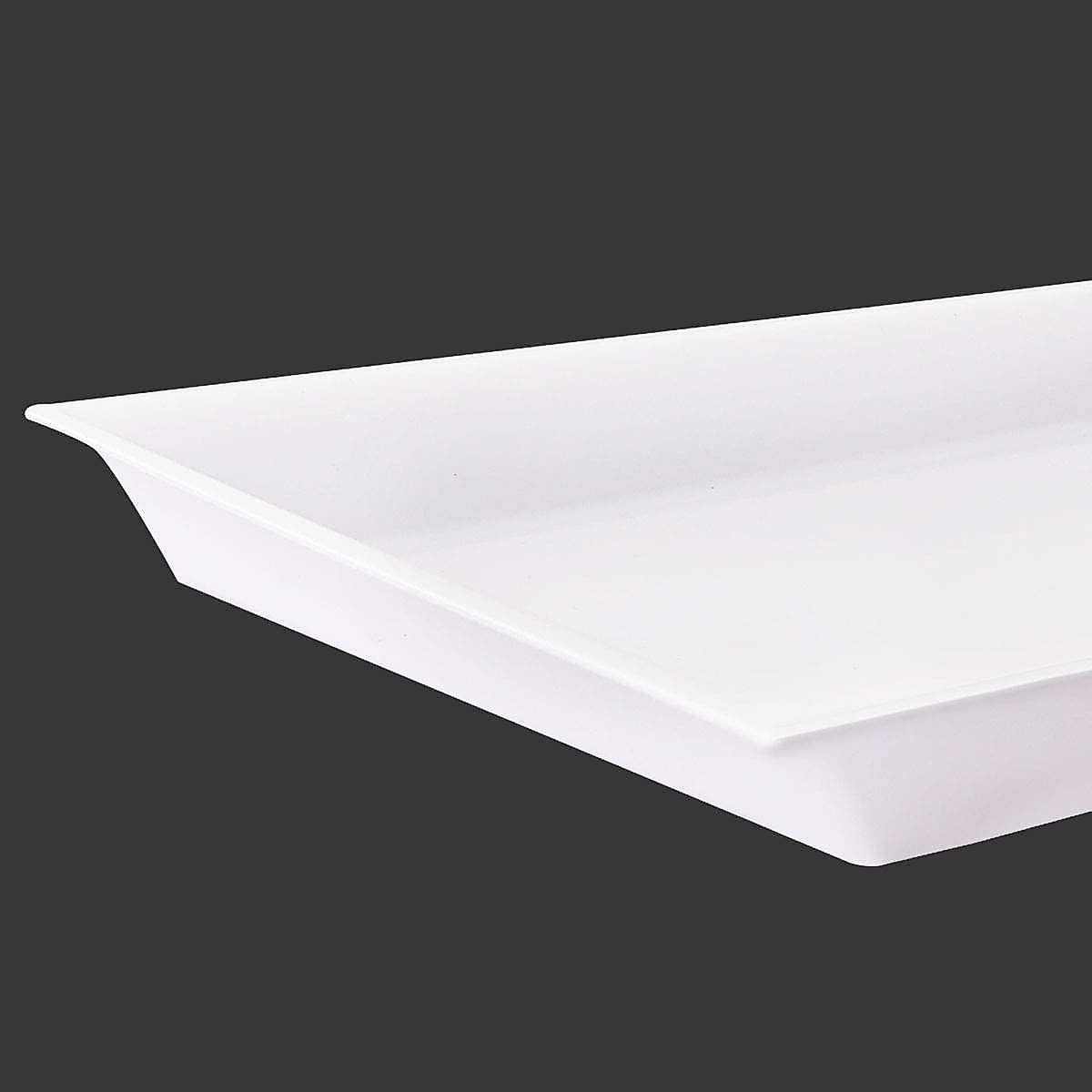 Supernal 12pcs White Plastic Serving Trays,15''X10'' Decorative Serving Trays,Slanted Rectangle Platter,Plastic Fast Food Tray,Wedding Platter Party Trays,Disposable Serving Party