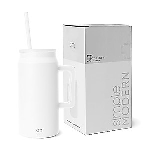 Simple Modern 50 oz Mug Tumbler with Handle and Straw Lid | Reusable Insulated Stainless Steel Large Travel Jug Water Bottle Gifts for Women Men Him Her Trek Collection 50oz Winter White