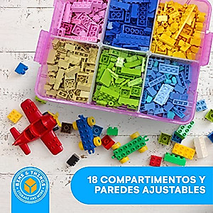 Bins & Things Stackable Toys Organizer Storage Case Compatible with LOL Surprise Dolls, LPS, Shopkins, Tsum Tsum, Calico Critters and Lego - Portable Adjustable Box w/Carrying Handle