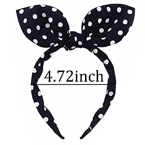 Guqqeuc Bow Headbands for Girls Polka Dot Hairband with Bunny Ears Headband for Little Girls Cute Bowknot Head Band for Girls Easter Christmas Hair Accessories 2 Pcs