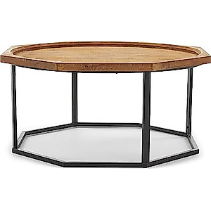 Amazon Brand – Stone & Beam Aire Rustic Octagonal Fir Wood Coffee Table, 39.5"W, Black & Natural
