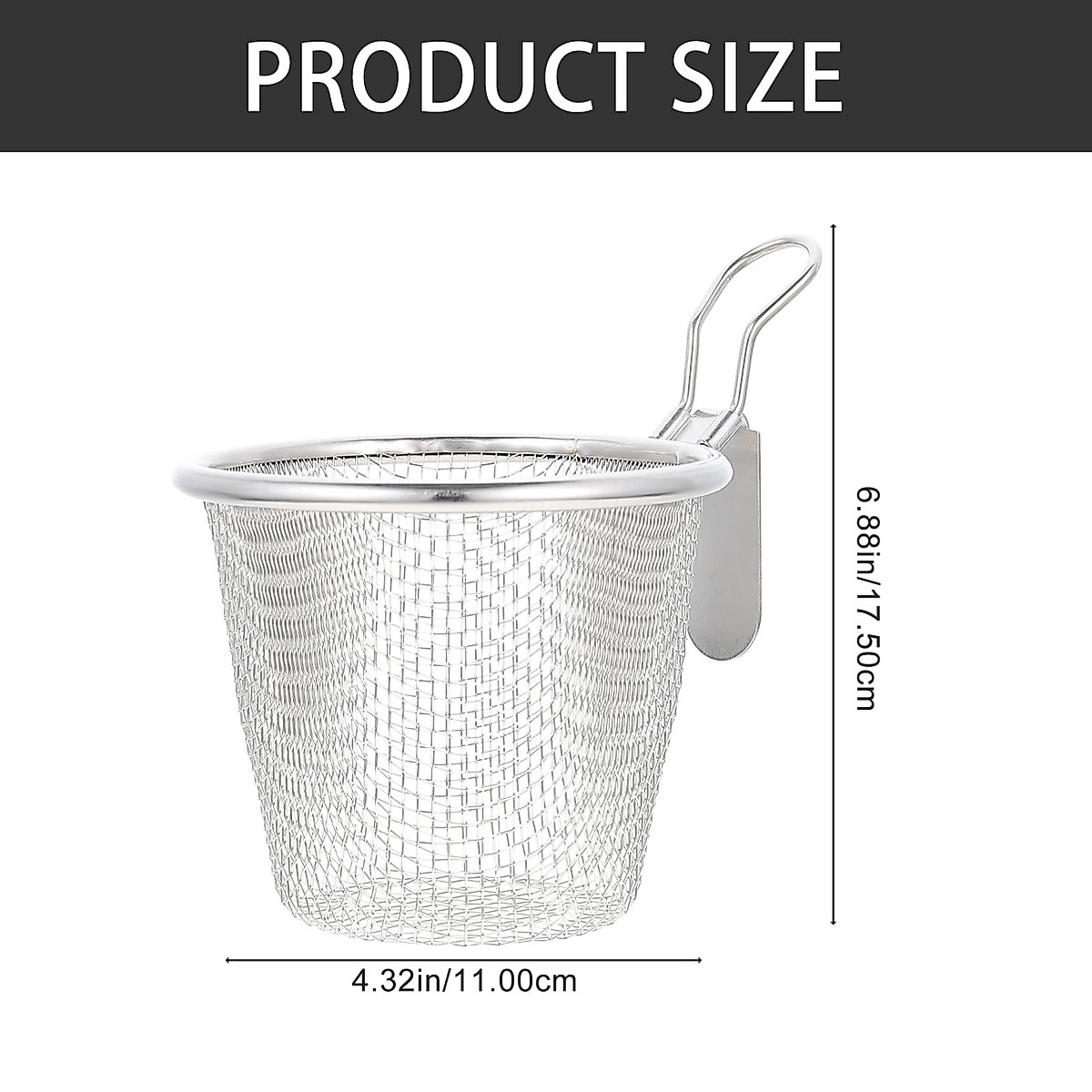 TEMKIN Stainless Steel Deep Fry Basket with Handle, Round Wire Mesh Fryer Basket French Chip Frying Serving Basket Deep Fryer Strainer for Frying