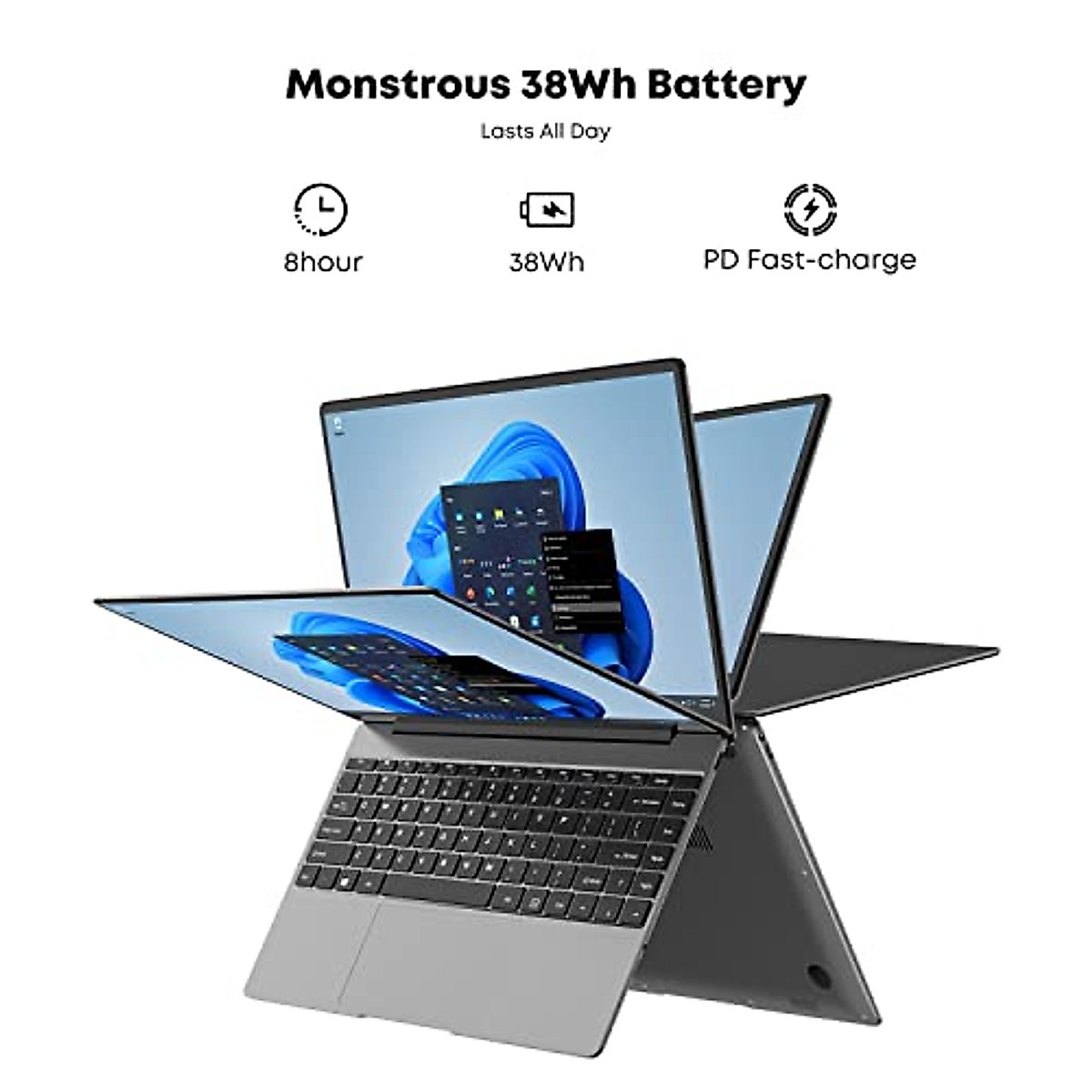 CHUWI Windows 11 Laptop with 8GB RAM 256GB SSD, 14 inch 2K IPS Display, Intel N5100 Quad core Processor, WiFi 6, Backlit Keyboard, USB-C, Ultra Thin and Light Notebook Computer (GemiBook Pro)