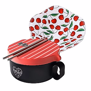 AI LOVE PEACE Microwave Ramen Bowl Noodle Bowls With Lid Speedy Ramen Cooker In Minutes BPA Free and Dishwasher Safe For Office College Dorm Room Instant Cooking with Holder,Holiday gifts.