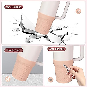 Thxbag Silicone Boot for Stanley Cup 40oz Quencher, Rose Boot Sleeve Cover Fit with Stanley H2.0 and Quencher Adventure Tumbler Accessories (40 oz, Rose Quartz)