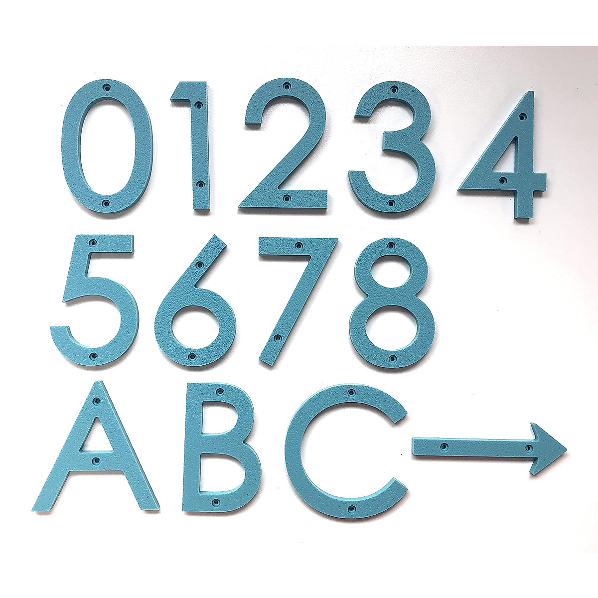 Aqua House Numbers for Mailbox Post, 4 Inches tall, plastic with stainless steel screws included (B)