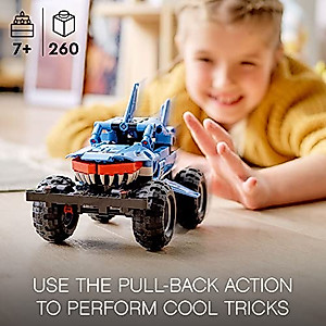 LEGO Technic Monster Jam Megalodon 42134 Set - 2 in 1 Pull Back Shark Truck to Lusca Low Racer Car Toy, Summer DIY Building Toy Ideas for Outdoor Play for Kids, Boys, and Girls Ages 7+