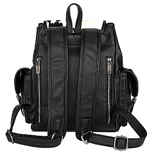 Montana West Wrangler Hair-on Cowhide Collection Backpack Western Buckled Back Pack Black WG12-9110BK