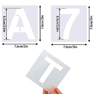 36 Pieces Large Alphabet Letter Stencils Number Stencils Reusable Letter Stencils for Painting on Wood Wall Fabric Rock Chalkboard Glass (3 Inches)