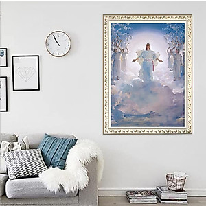 F-CANLAN Diamond Painting Kit Angel Jesus Full Drill (14X18 inches, Round, Oil, Clear) for Adult Religion Room Decor