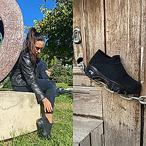 ENOSKY Non Slip Shoes for Women Food Service,Orthopedic Shoes for Women,Walking Shoes Women,Slip On Shoes Women,Work Shoes Arch Support Gym Comfortable Wide Width Sock Sneakers Black