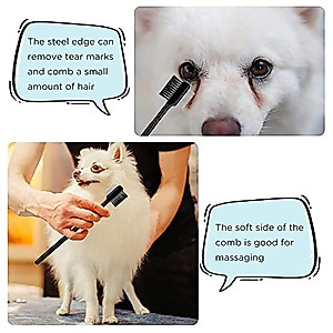 LUTER 4 Pcs Tear Stain Remover Comb Dog Flea Comb Double-Sided Multifunctional Dog Eye Comb Brush Pets Grooming Comb for Dogs Cats Removing Crust and Mucus