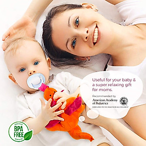 Baby Pacifier Holder Stuffed Animal with Detachable Binky – Fits All Baby Pacifiers with Ring for 0-6 Months & Up – Easy-To-Find Stuffed Animal Pacifier – Soft Dragon Pacifier Stuffed Animal Plush Toy