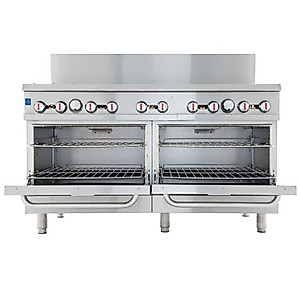 EMPURA 60" Freestanding Liquid Propane Range | Cooking Stove with Dual Standard Oven and (10) Cast-Iron Open Burners for Restaurant Hotel | 362,000 BTU | 60"W x 32-5/8"D x 60-3/8"H, Stainless Steel