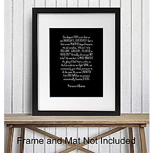 Marianne Williamson Deepest Fear Quote Wall Art Print - Perfect Home Decor for Office, Bedroom, Bathroom, Dorm - Inspirational, Motivational, Spiritual Gift for Women - Unframed 8X10 Photo