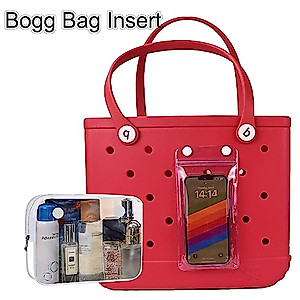 Juyeesm 3 Packs Bogg Bag Insert, Clear Inner Pouch Bags Compatible With Bogg Bag, Bogg Bag Accessories Charms for Organized Storage In Your Rubber Beach Tote Bag