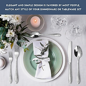 Silverware Set for 4, 20-Piece Flatware Set Include Spoons And Forks Set, Stainless Steel Cutlery Set with Line Pattern, Mirror Polished, Dishwasher Safe.