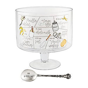 Mud Pie Banana Pudding Recipe Bowl Set, dish 7 3/4" x 8" dia | spoon 6", CLEAR