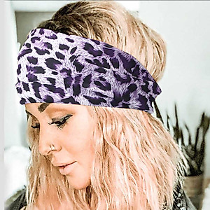 Acenail Leopard Boho Headbands Criss Cross Hair Bands Nonslip Elastic Headwrap Cloth Twist Hair Scarfs Yoga Headwear Workout Headpiece Stretch Hair Accessories for Women and Girls 4Pcs