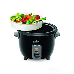 Salton 6 Cup Automatic Rice Cooker, 6 cups cooked / 3 cups Uncooked, Black, Stainless Steel