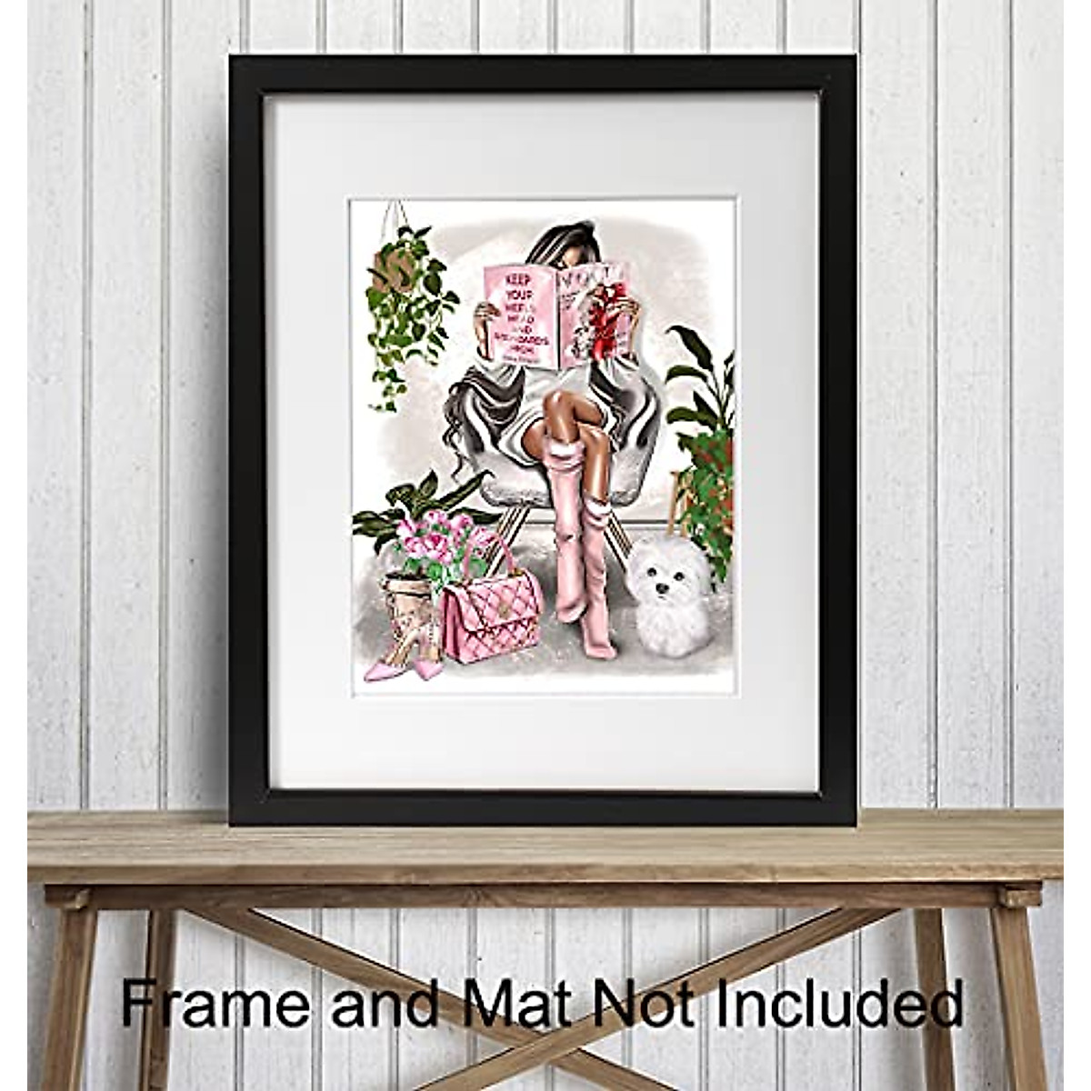 Glam Fashion Wall Decor - African American Wall Art - Black Woman - Designer Girls Bedroom Living Room Bathroom Teens Poster Picture - Afro Girl- Best Friend Housewarming Daughter Gifts for Women 8x10