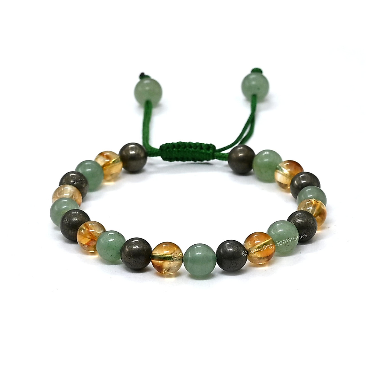 Money Wealth Success Bracelet - Pyrite Green Aventurine Citrine Bracelet Set for Men Women Healing Calming Anxiety Stress Relief Gifts Pulseras Para Hombres Mujer Stocking Stuffers (Adjustable)