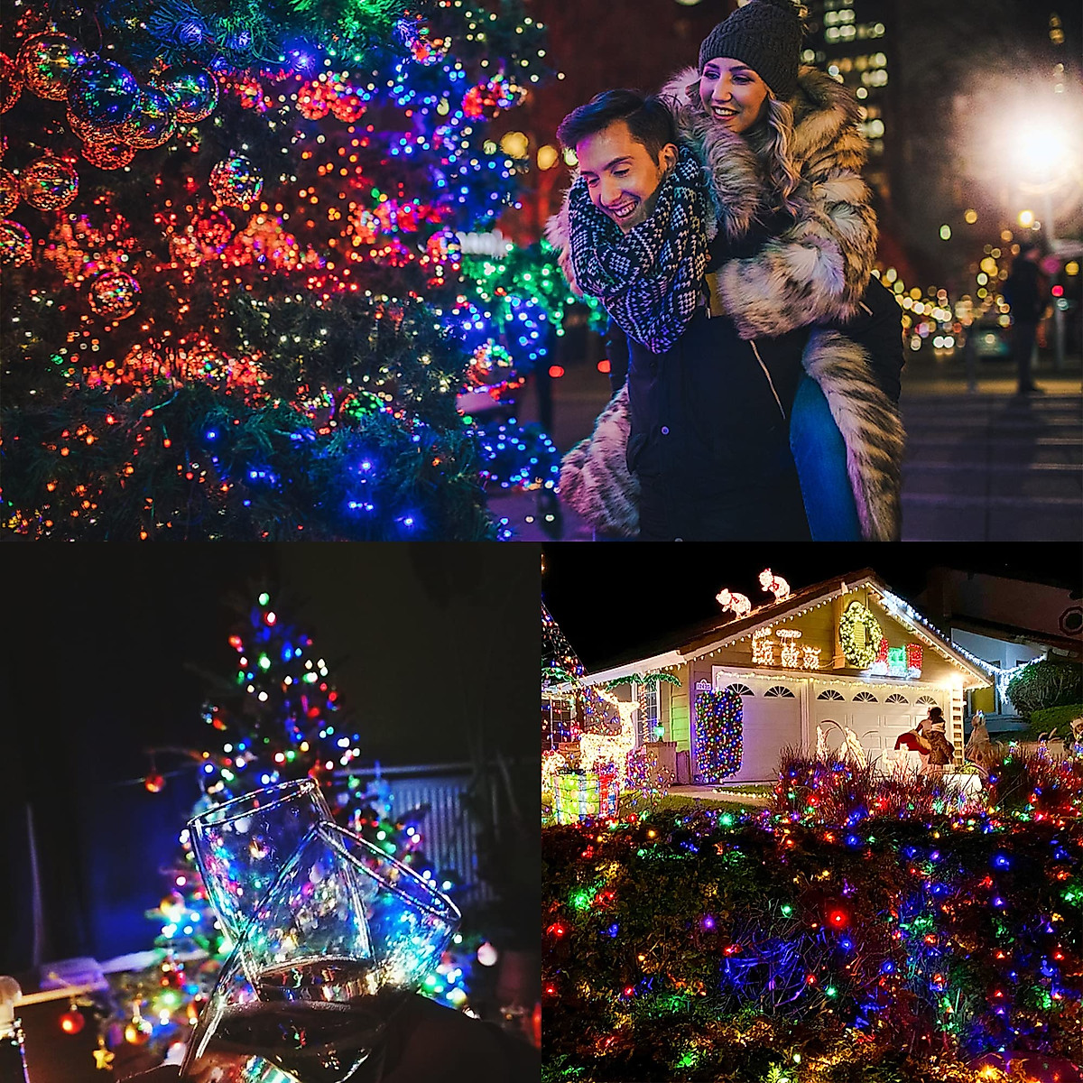 WATERGLIDE Extra Long 328 FT Fairy String Lights, 1000 LED Outdoor Green Wire Christmas Lights, Plug in Mini Light 8 Modes & Waterproof for Outside Xmas Tree Holiday Wedding Party Decor, Multicolor