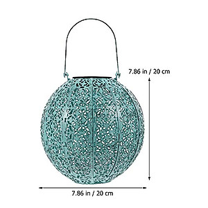 OSALADI Solar Lantern Lights Outdoorï¼Œ LED Solar Powered Hanging Lights Waterproof Hollow- Out Metal Tabletop Lanterns for Indoor and Outdoor Garden Tree Patio Courtyard Home Party Decor (Blue)