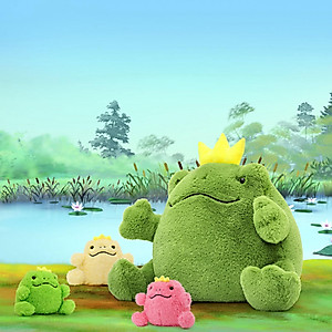 MorisMos Big Frog Stuffed Animal, Large Frog Plush Toy with Babies Inside, Giant Mommy Stuffed Frog Pillow with Baby Frogs Set, Gifts for Kids, Boys, Decorations on Christmas, Birthday, 17in