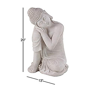 Deco 79 Magnesium Oxide Buddha Decorative Garden Sculpture Indoor Outdoor Meditating Garden Statue, Outdoor Sculpture 13" x 13" x 20", Gray