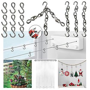 200Pcs Mini S Hook 1 Inch Small Stainless Steel Hanger Ornament DIY S Shaped Metal for Jewelry S- Connectors Wire Hardware Key Ring Chain Hanging Doll House Crafts Pet Name Towel Lure and Assemble