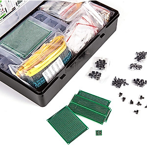 2200 pcs Electronic Component Assortment Kit, Capacitors, Resistors, Transistors, Inductors, Diodes, Potentiometer, IC, LED and PCB