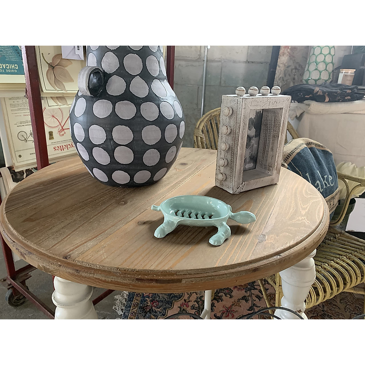 Urban Garage Market UGM Heavy Duty Cast Iron Turtle Soap Dish Holder - Seafoam Green Tortoise Shape - Kitchen Bathroom Laundry Soap Tray - Decorative & Hygienic Soap Container