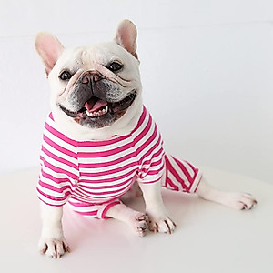 Harikaji Dog Pajamas,Dog Striped Jumpsuit Pet Clothes Leg Cover Pjs for Cats Dogs(Pink,L)