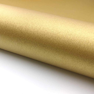 RoyalWallSkins Brushed Metal Look Interior Paper - Gold, 24" x 78.7" - Self Adhesive Peel and Stick Metallic Gloss Films for Kitchen Cabinet