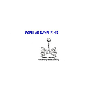 5 - Assorted Set 14 Gauge 3/8 Inch 316L Surgical Steel Barbell Belly Button Navel Rings Dangles Butterfly Hibiscus CZ Flower B630 Color Yellow Purple Blue Pink Green