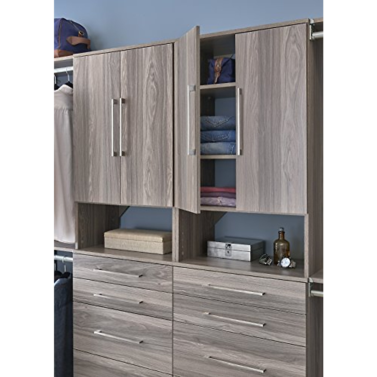 ClosetMaid SuiteSymphony Wood Closet Door Set Pair, Add On Accessory, Modern Style for Storage, Clothes, for 25 in. Units, Natural Gray/Satin Nickel, Inch