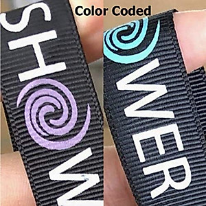 Loofah-Charcoal Back-Scrubbers Color-2-Pack-by-Shower-Bouquet: Long-Handle Bath-Sponge-Brushes with Extra Large Soft Mesh for Men & Women - Exfoliating Full Pure Cleanse in Bathing Accessories