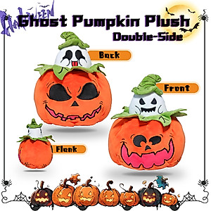 Christmas Ghost Pumpkin Plush,Pumpkin Plush Combined With Ghost Plush Toy,Soft Ghost Pillow With Pumpkin for Kids - Two-sided Plush - Halloween Decor Hugging Stuffed Ghost toys Gifts for Girls Boys