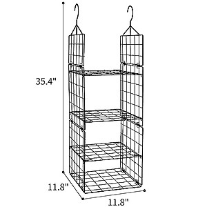 Chemailon Metal Wire Hanging Closet Organizer 4-Shelf Wardrobe Storage for Clothes, Shoes, and Handbags, Adjustable Height, Black
