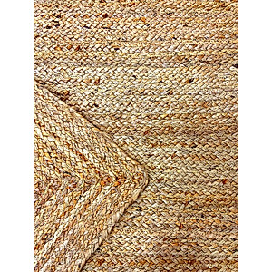 KEMA 3X5 Feet Handwoven Jute Braided Area Rug, Natural Yarn - Rustic Vintage Braided Reversible Rectangular Rug- Eco Friendly Rugs for Bedroom, Kitchen, Living Room, Farmhouse