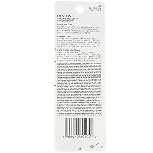 Revlon Brow Fantasy Pencil & Gel, Dark Brown [106], 1 ea (Pack of 2)