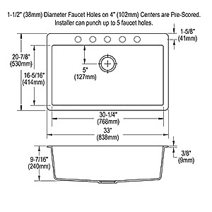 Elkay Quartz Classic ELGR13322WH0 White Single Bowl Top Mount Sink