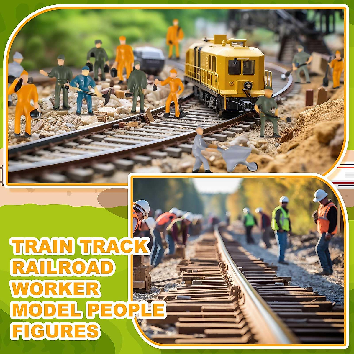 Namalu 27 Pcs 1: 87 Ho Scale Train Track Railroad Worker Miniature Model People Figures Architectural Plastic Train People Figures with Tools Rock Landscape Train Accessories for Miniature Scenes