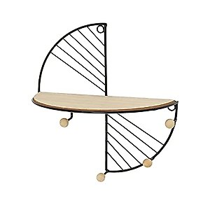 Mersuii Floating Shelves Wall Mounted Half Round Metal Shelf, Wood and Metal Decorative Shelving for Bathroom Living Room Kitchen Bedroom