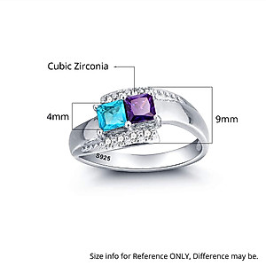 JewelOra Personalized Promise Rings for Her with 2 Simulated Birthstones Name Rings for Couples Wedding Engagement Band (10)