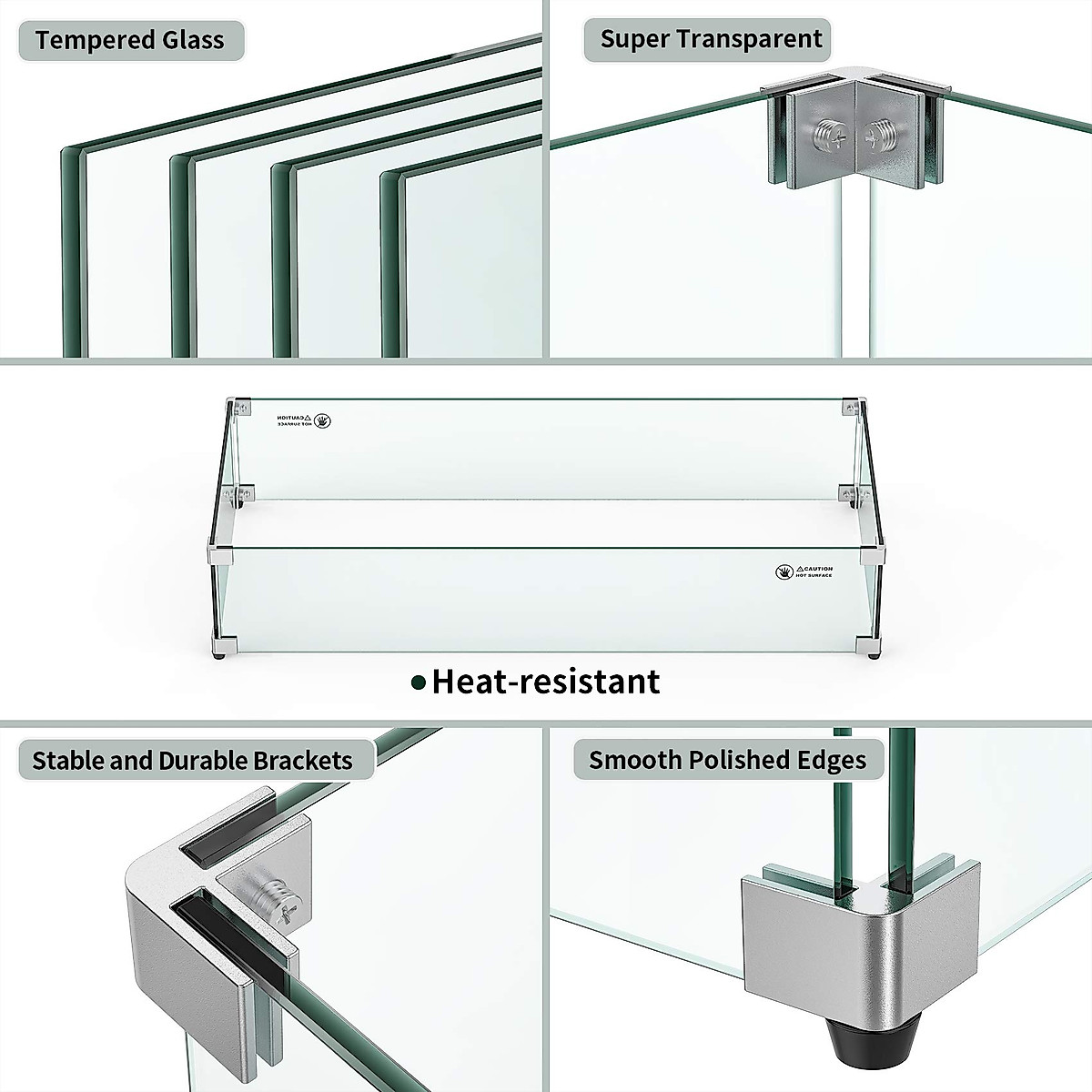 Skyflame 24 by 8 Inch Rectangular Stainless Steel Drop-in Fire Pit Pan and Burner with Burner Cove, Include Fire Pit Glass Wind Guard