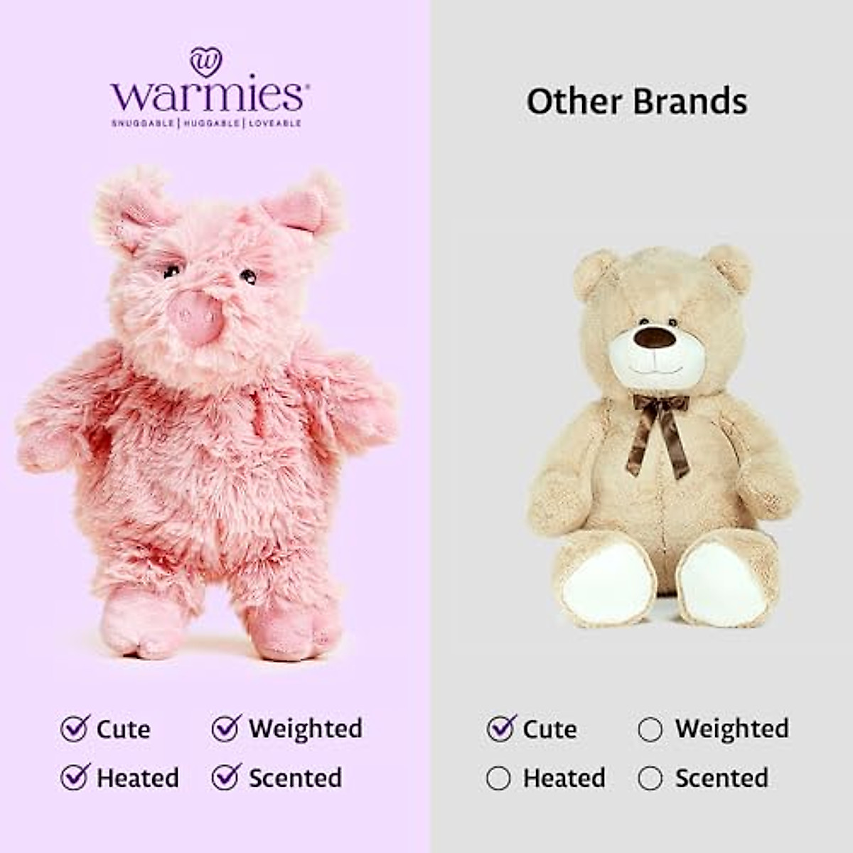 warmies Junior Pig Microwavable, Hot or Cold for Cool Relaxation and Warm Relief, Lavender Scented Cozy Plush Animal