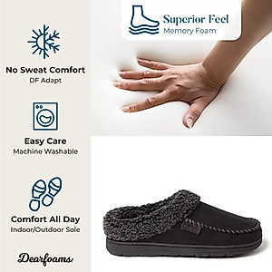 Dearfoams mens Brendan Memory Foam Clog Slipper, Black (Whipstitch), Large Medium US