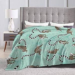 Delerain Flannel Blanket Cute Lemurs Lightweight Cozy Bed Blanket Soft Throw Blanket fits Couch Sofa Suitable for All Season 60"x80" for Kids Women Men